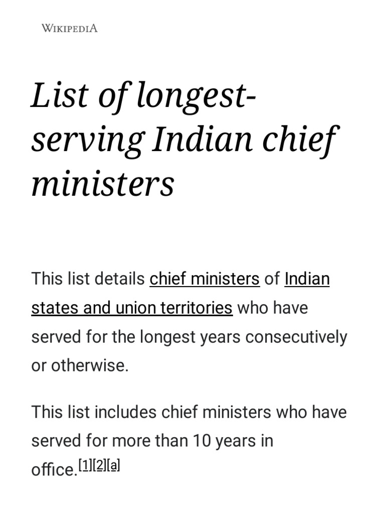 List of Longest-Serving Indian Chief Ministers - Wikipedia | PDF | Indian National Congress ...