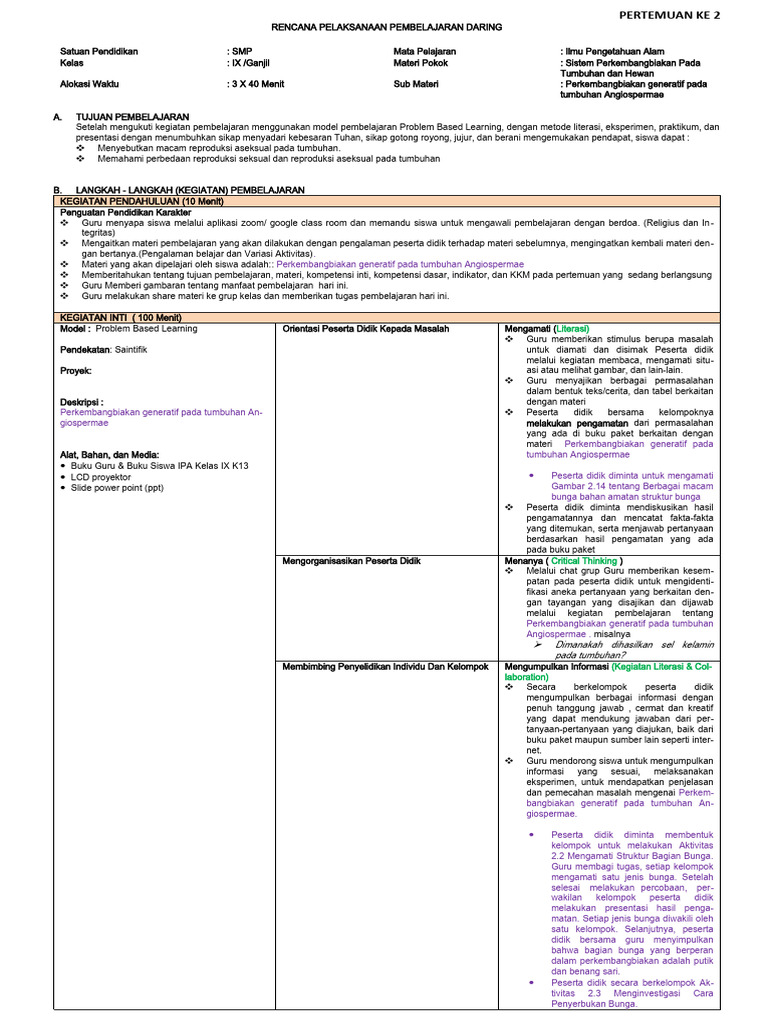 RPP Ipa Kelas 9 | PDF