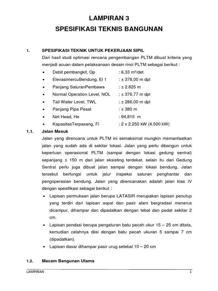 LAMPIRAN 3 - Spesifikasi Teknis Bangunan | PDF | Sains & Matematika