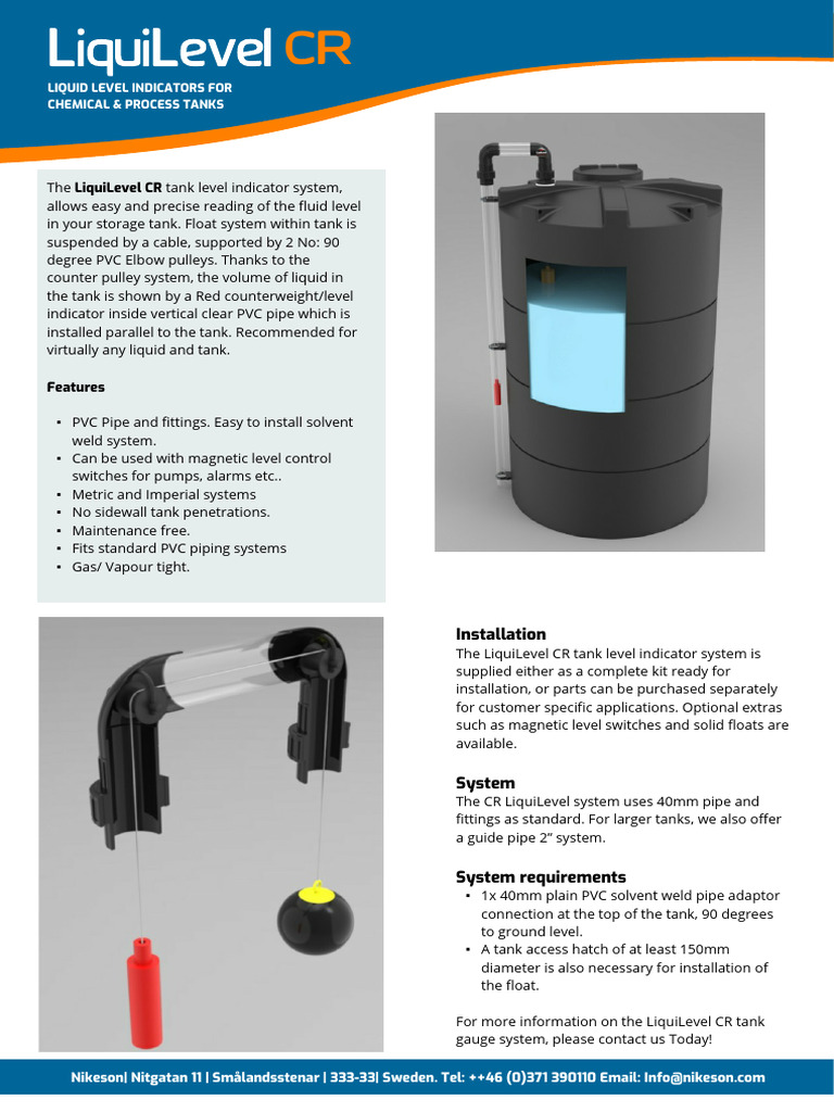 LiquiLevel CR Tank Level Indicator and LiquiLevel CR GRP Gauge Board Technical Specification ...