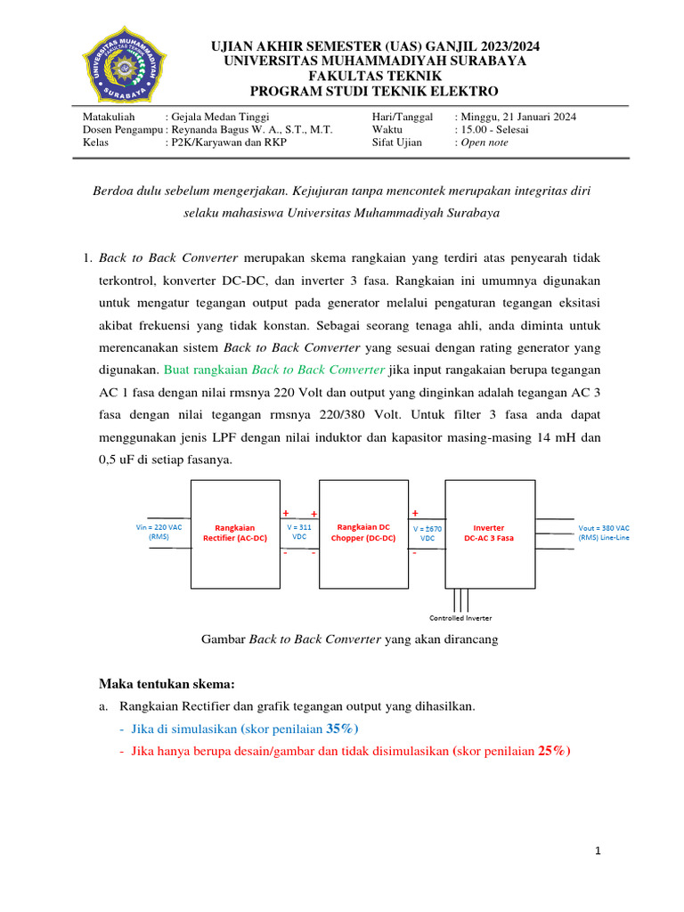 UAS Gejala Medan Tinggi P2K Dan RKP Ganjil 2023-2024 | PDF