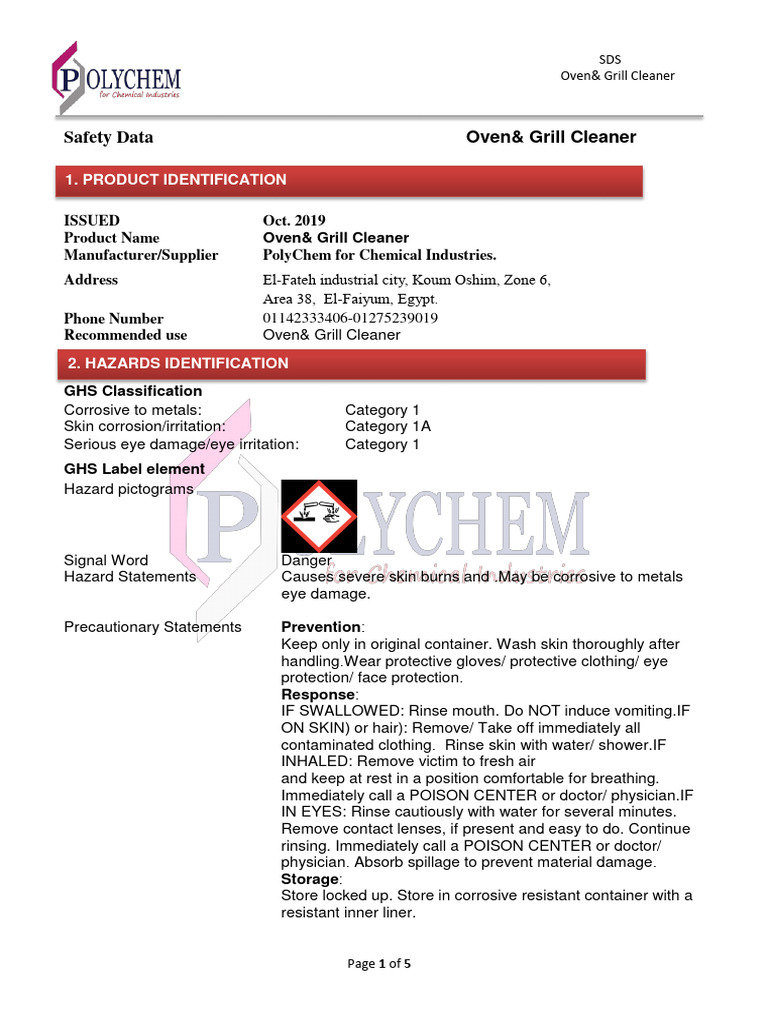 Oven, Gril Cleaner | PDF | Waste Management | Dangerous Goods