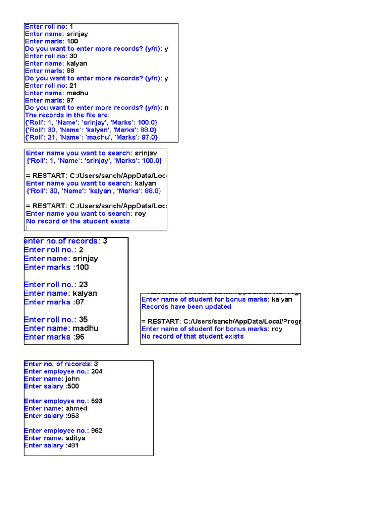 Cs File Handling Outputs PDF | PDF