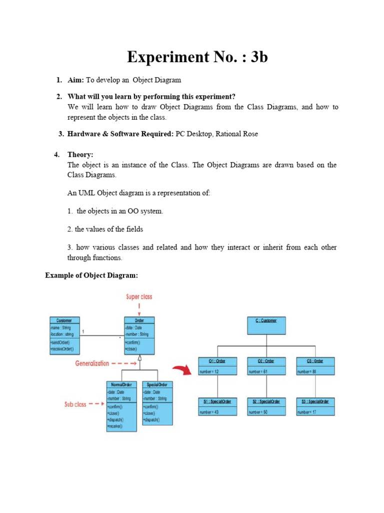 Experiment No 3b Object Diagram Handout | PDF