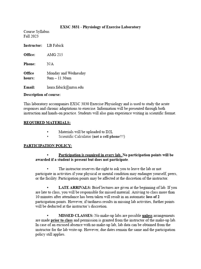 EXSC 3831 Fall 23 Tuesdays | PDF | Academic Dishonesty | Plagiarism