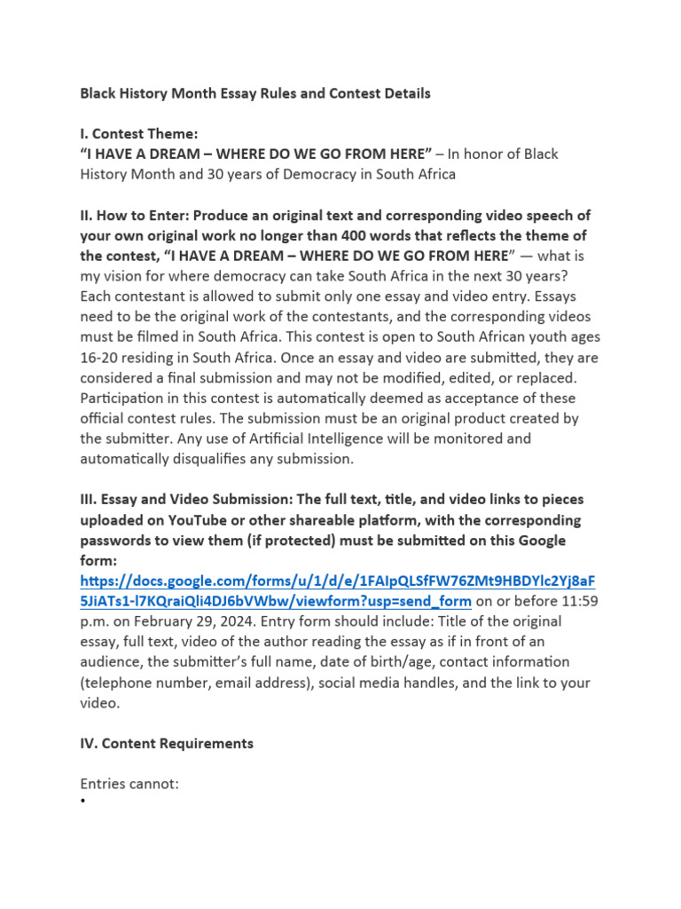 Black-History-Month-Essay-Rules-and-Contest-Details-1 | PDF | Mass ...