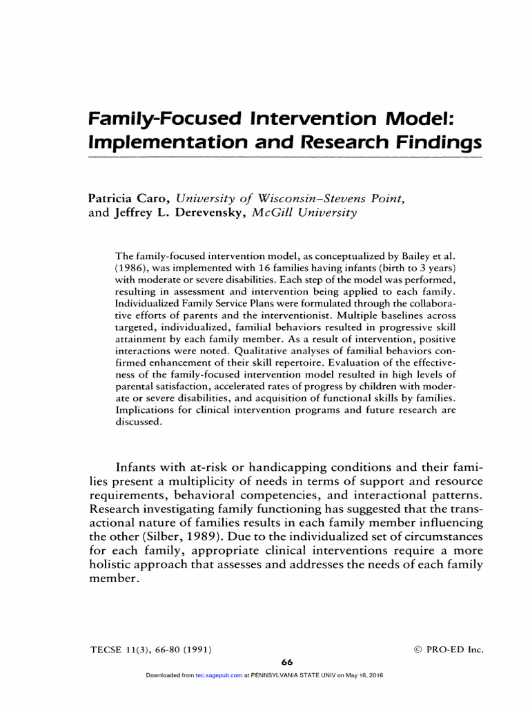 The Family Focused Intervention Model | PDF | Attachment Theory ...