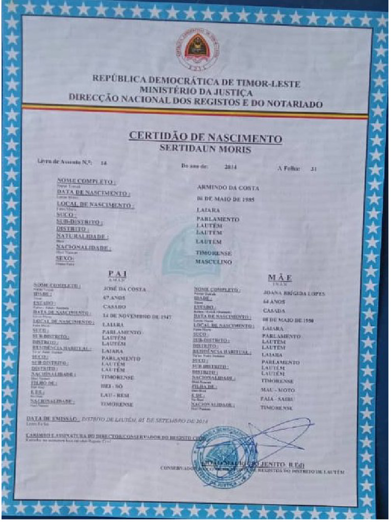Certidaun RDTL | PDF