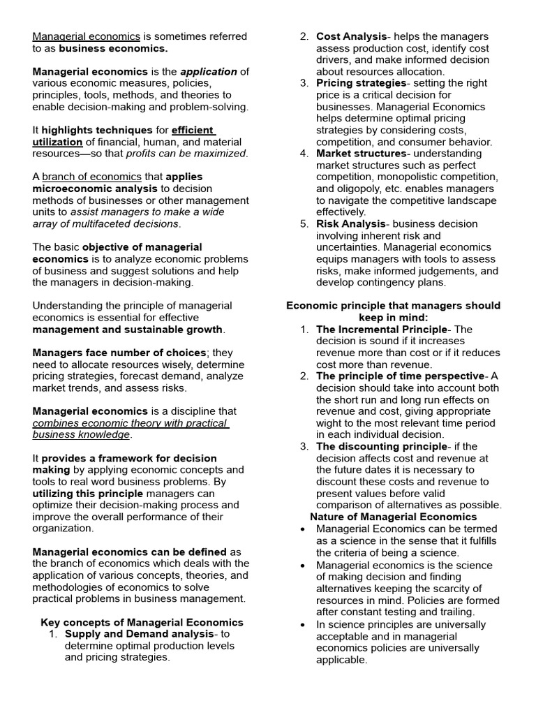 Managerial Economics | PDF | Economics | Business