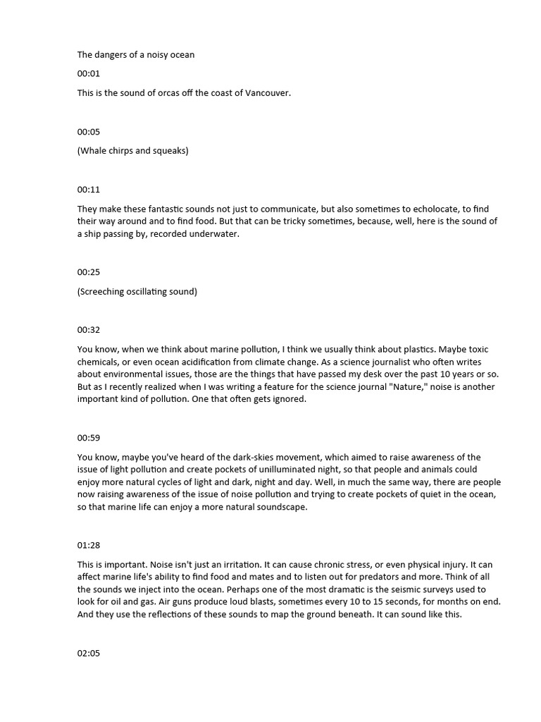 ENG - The Dangers of A Noisy Ocean | PDF