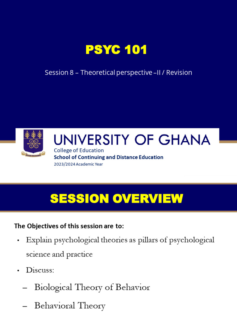 Psyc101 Session 8 Theories Ii Revision | PDF