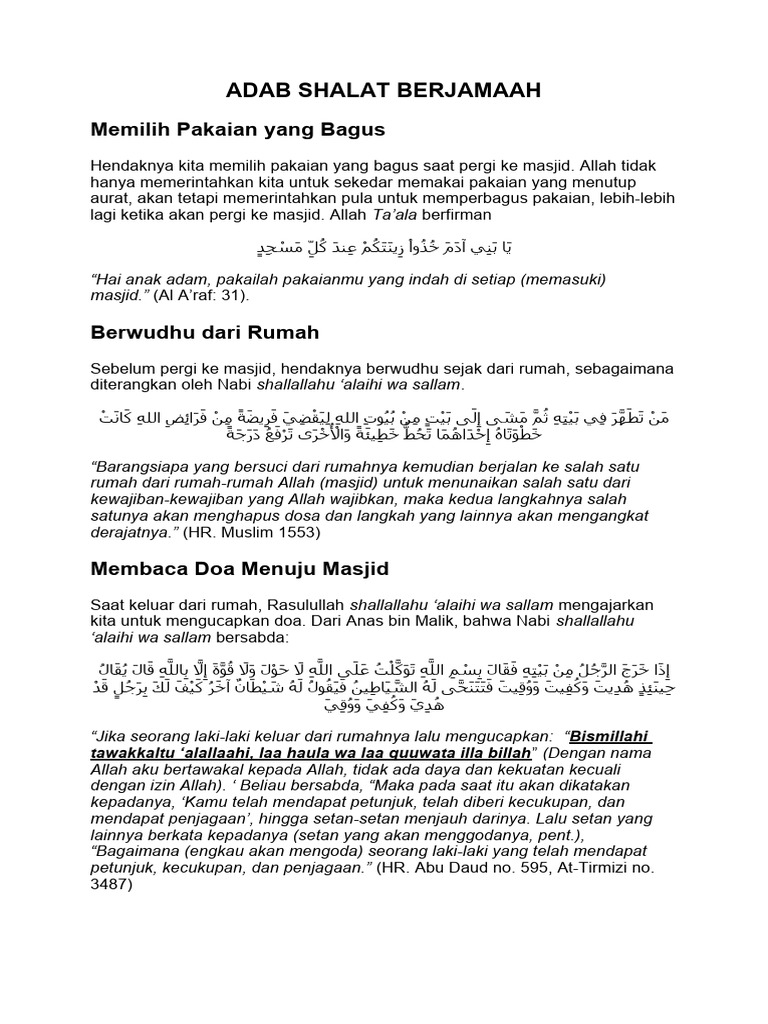 ADAB SHALAT BERJAMAAH | PDF