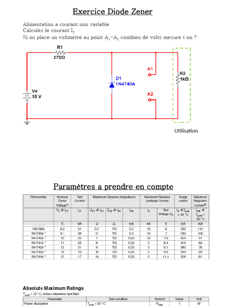 Exercice Corrigé Diode Zener | PDF