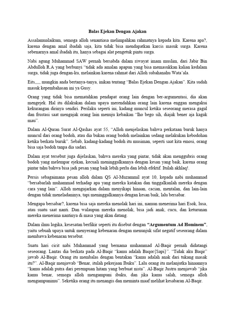 Balas Ejekan Dengan Ajakan | PDF