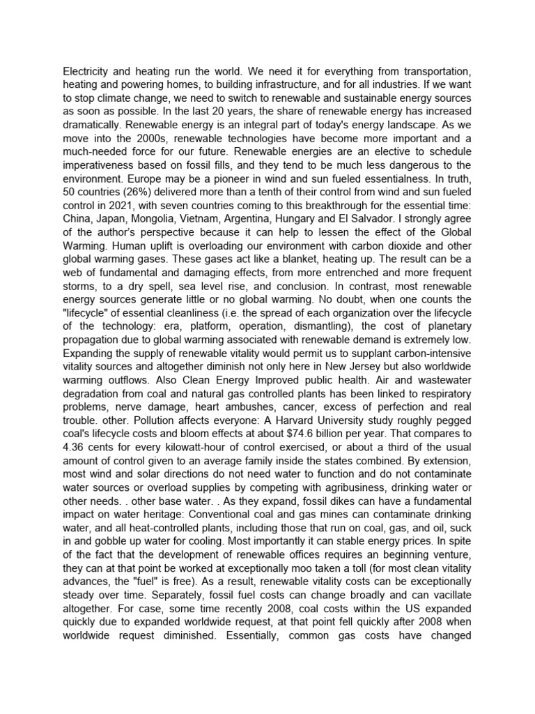 Electricity and Heating Run The World | PDF | Climate Change | Energy ...