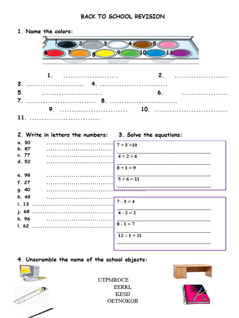 Back To School Revision | PDF