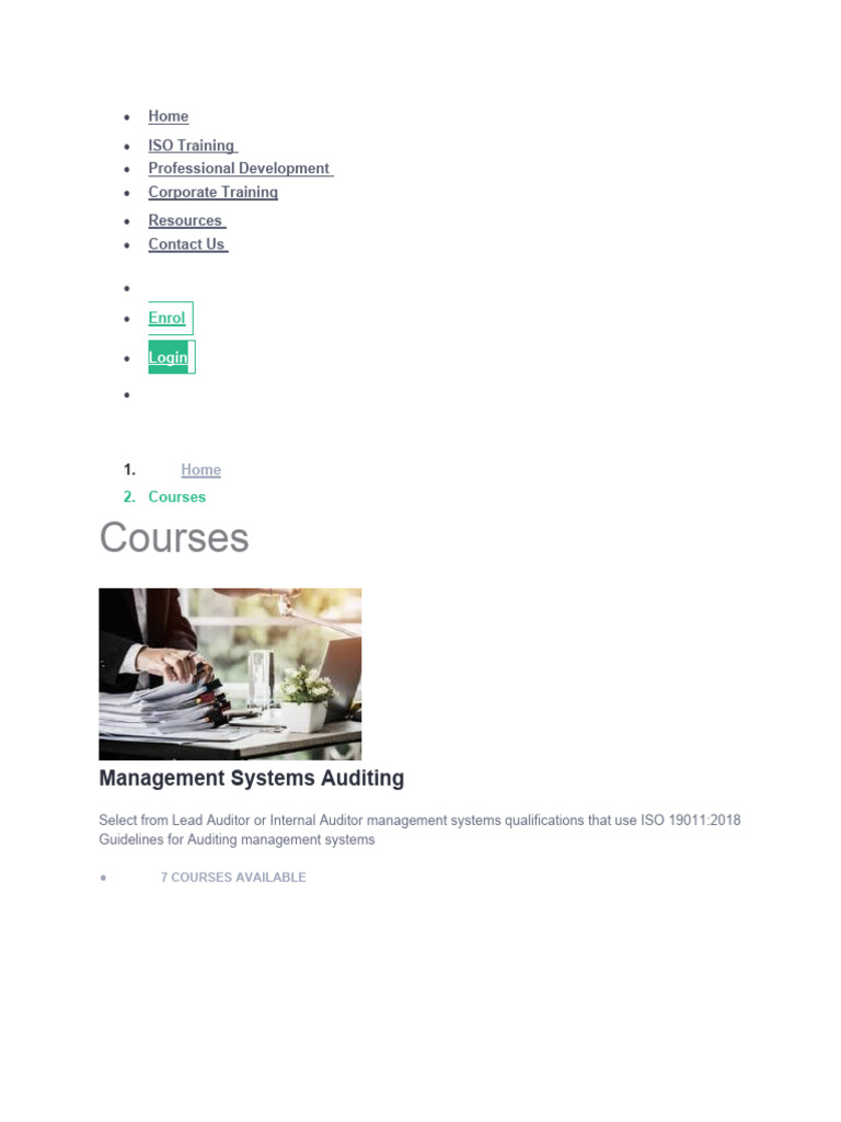 Courses: Management Systems Auditing | Download Free PDF | Audit | Iso 9000