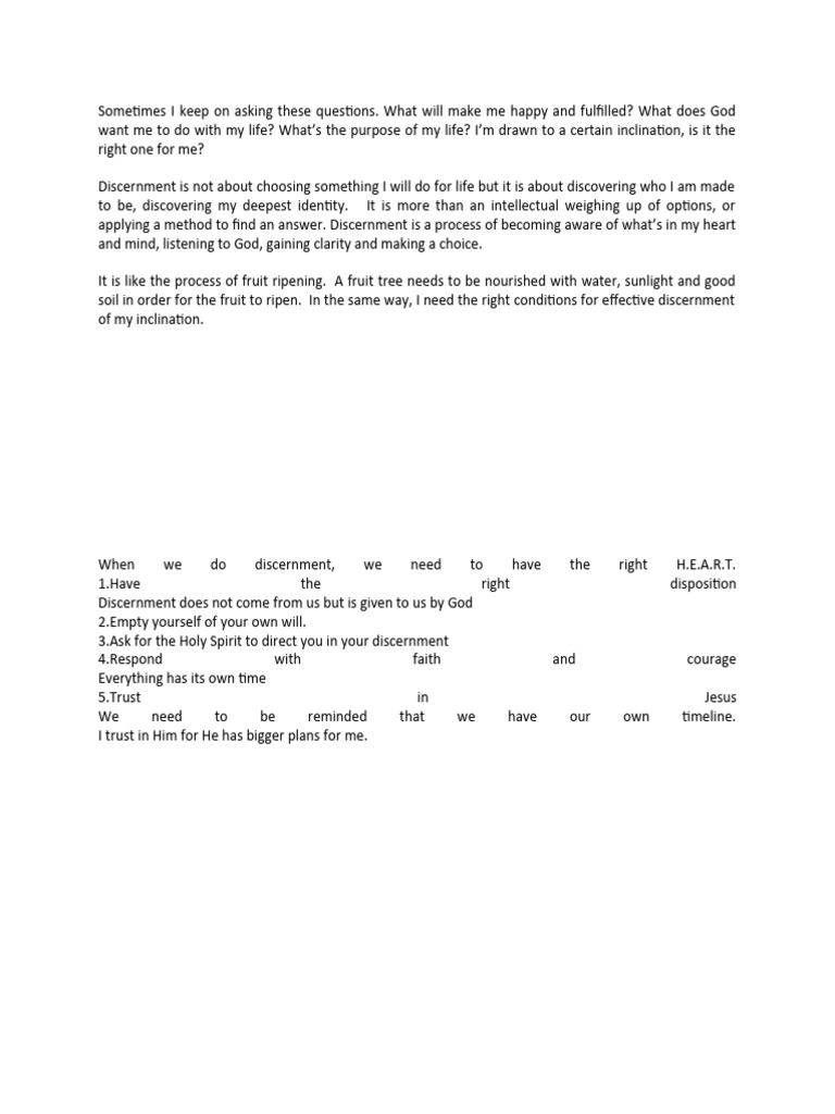 Discernment Reflection | PDF