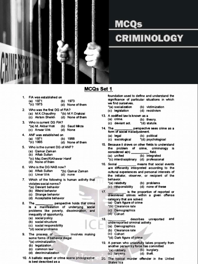 CSS Criminology Past Papers Mcqs | PDF | Crimes | Crime & Violence