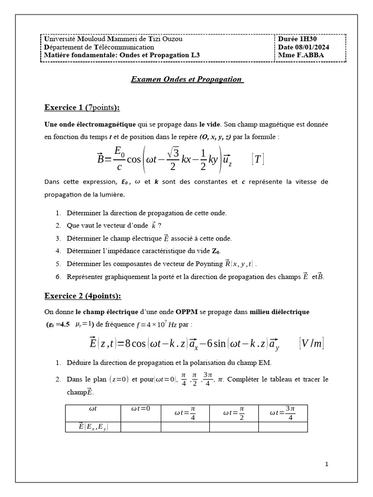 Sujet Examen 2024 | PDF