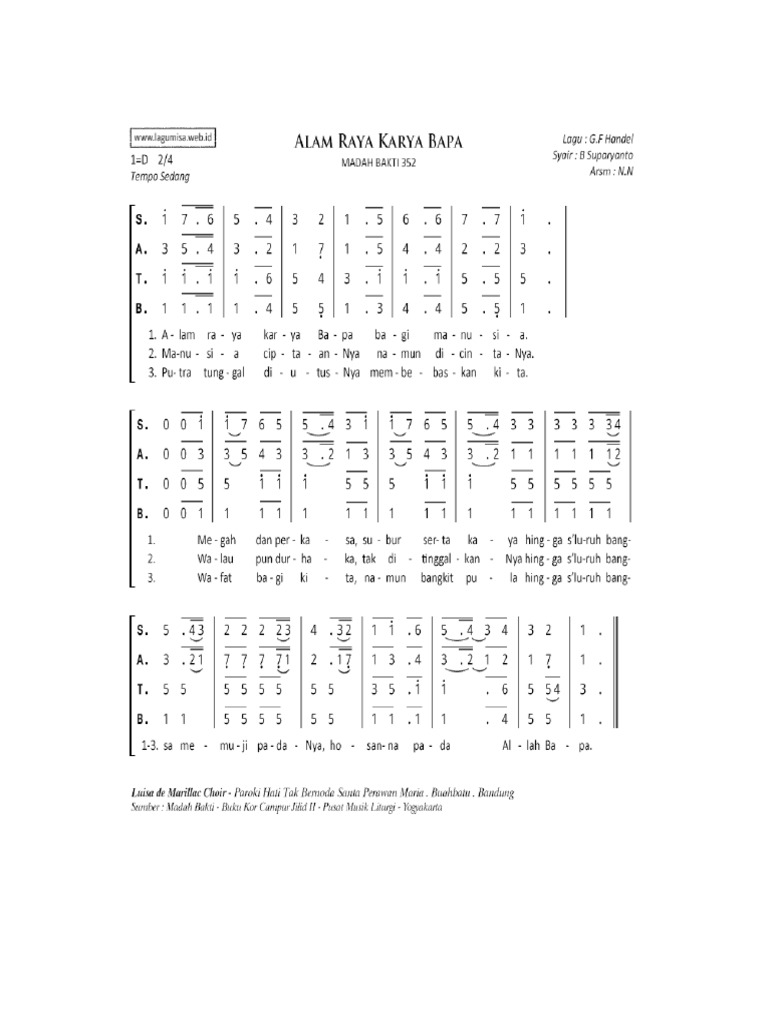 Lagu MB 352 Alam Raya Karya Bapa | PDF