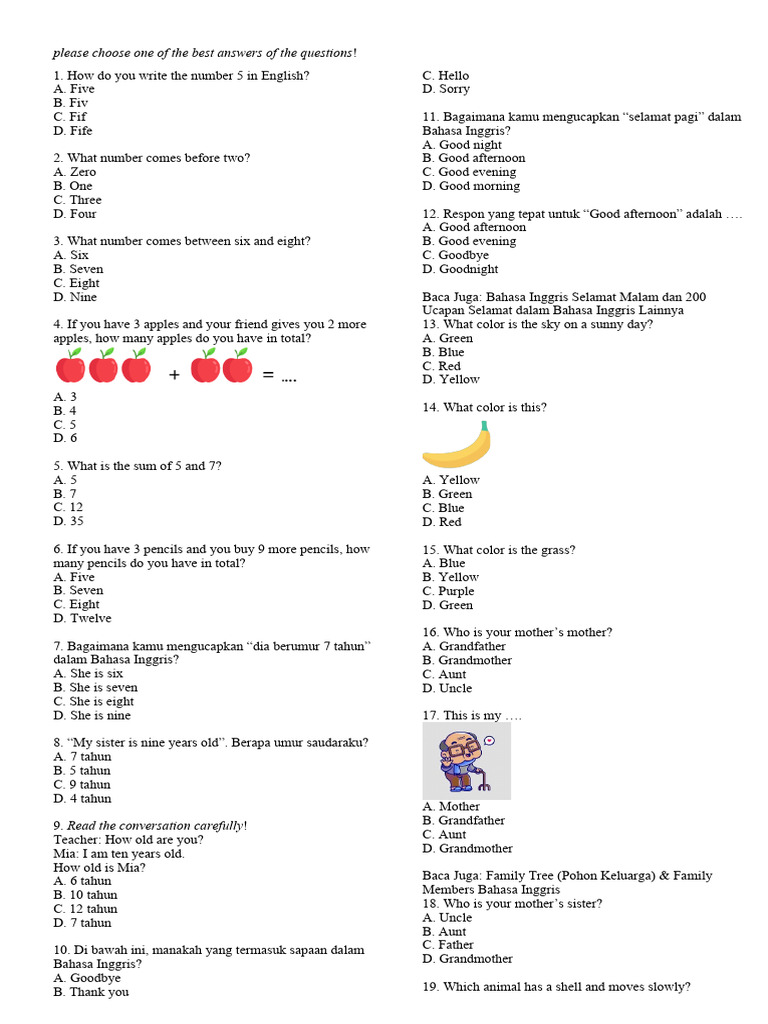 Please Choose One of The Best Answers of The Questions | PDF