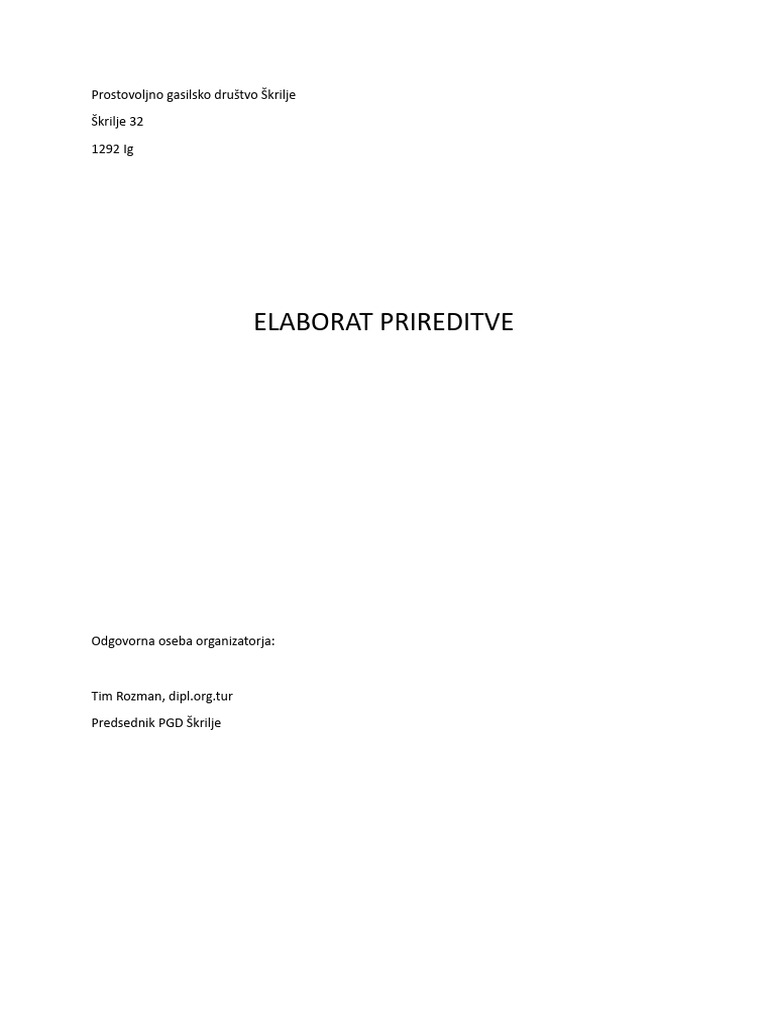 Elaborat Prireditve | PDF