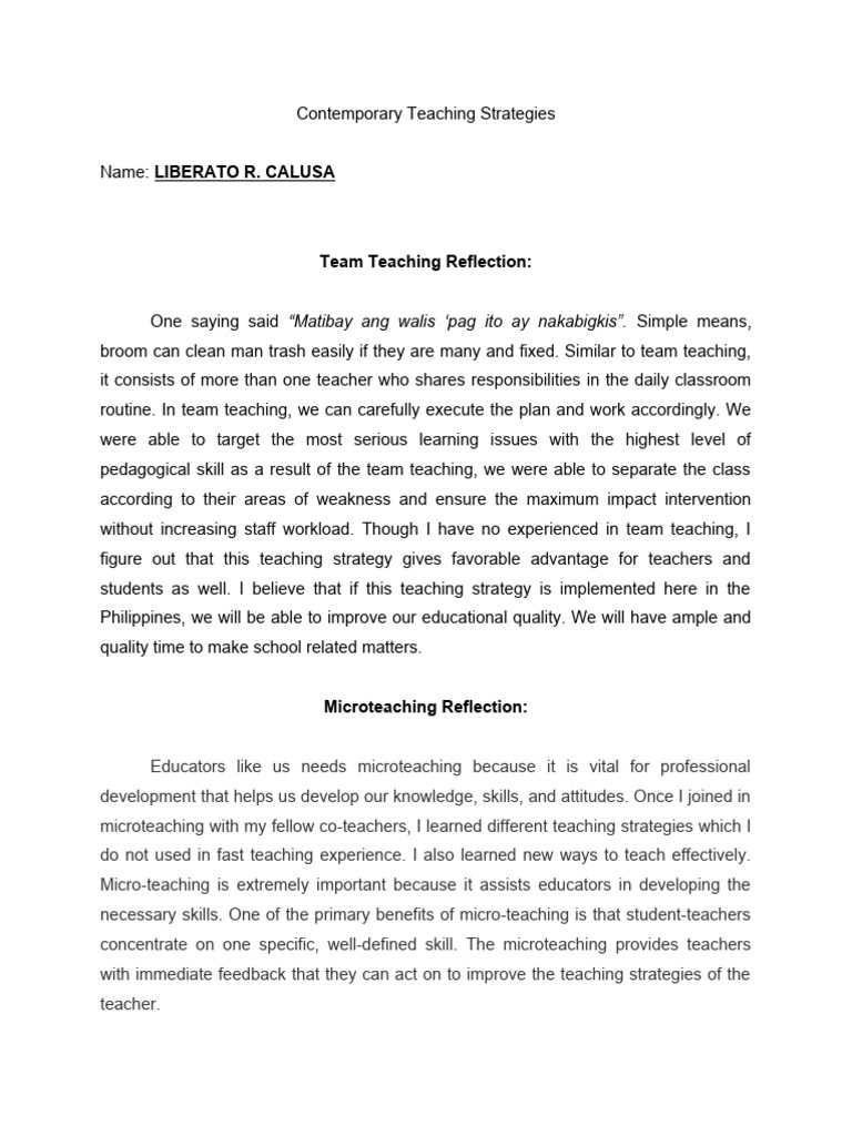 REFLECTIONS Contemporary Teaching Strategies_120309 | PDF | Teachers ...