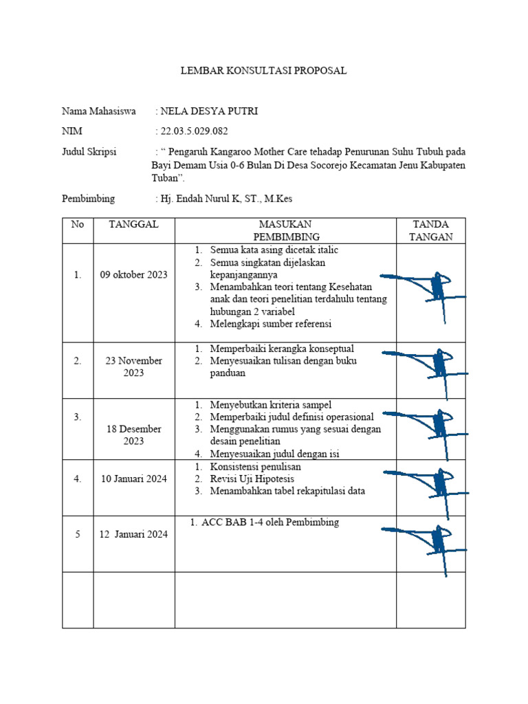 Lembar Konsultasi Proposal | PDF