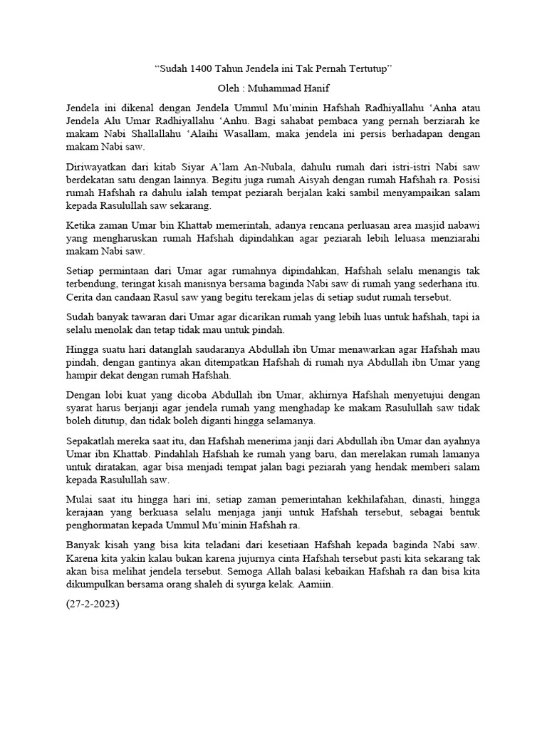 Jendela Hafsah Binti Umar (27-2-23) | PDF
