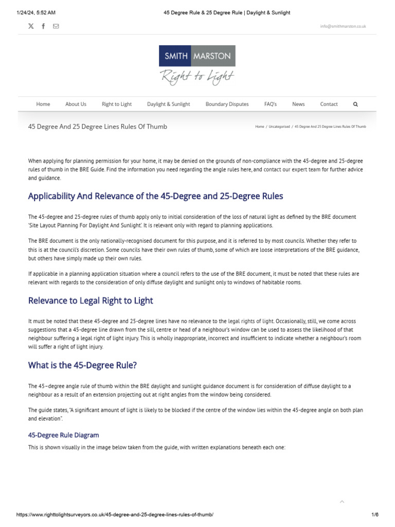 01 45 Degree Rule & 25 Degree Rule - Daylight & Sunlight | PDF