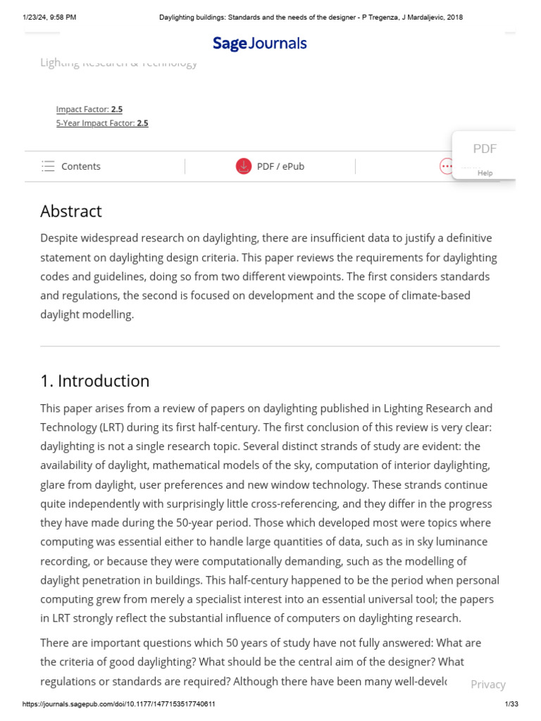 01 Daylighting Buildings - Standards and The Needs of The Designer - P Tregenza, J Mardaljevic ...