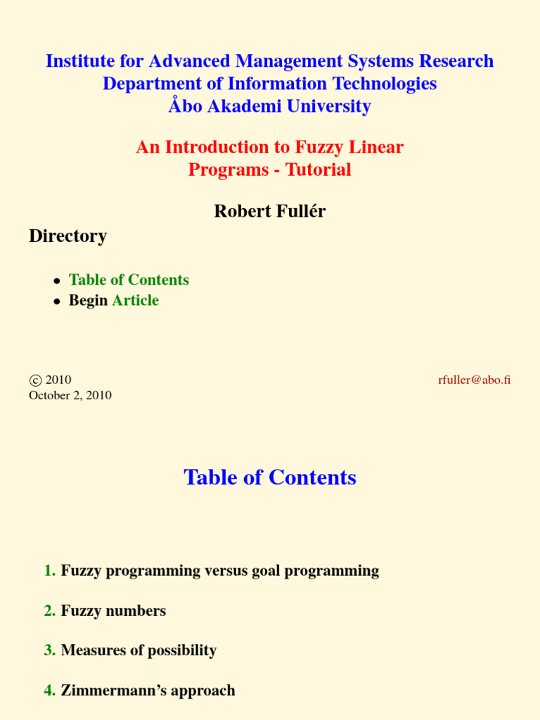 An Introduction To Fuzzy Linear Program (A1) | PDF