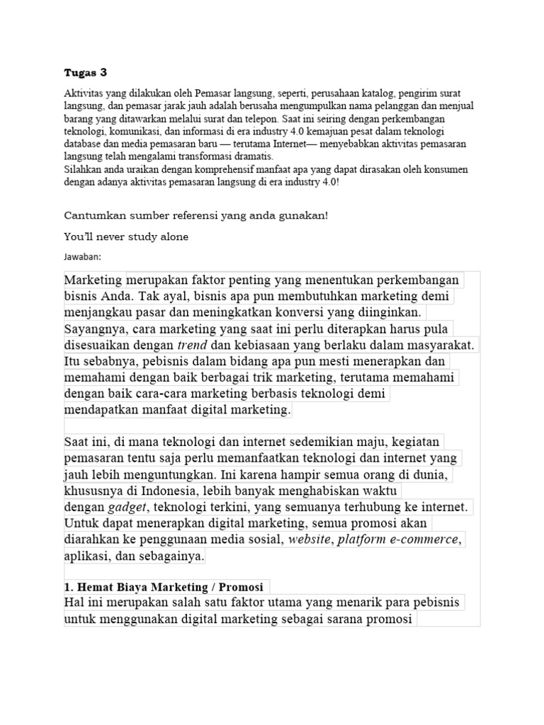 Tugas 3 Manajemen Pemasaran | PDF