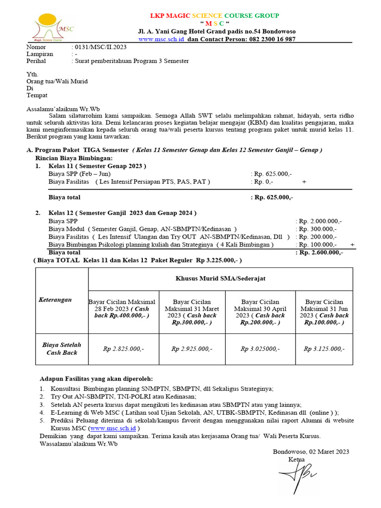 3 2022 Surat Program 3 Smster SMA | PDF