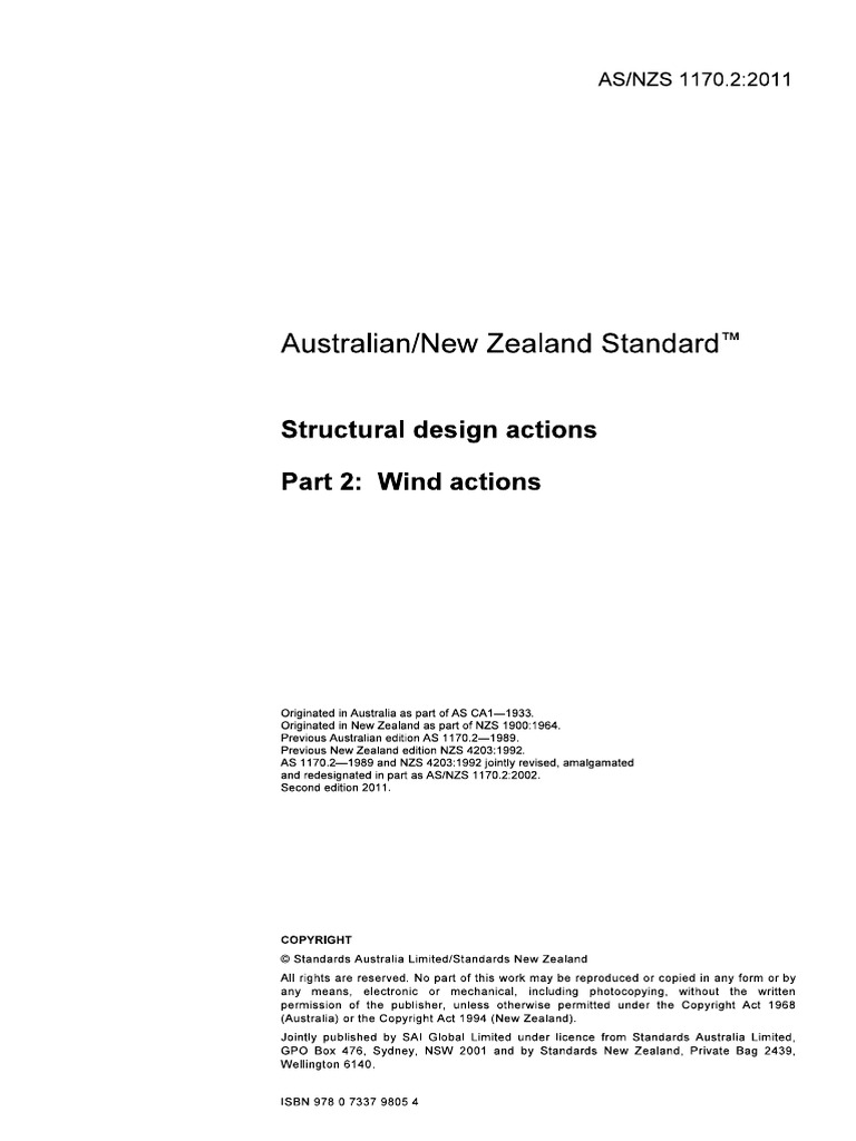 As 1170.2-2011 Structural Design Actions Part 2 Wind Actions | PDF