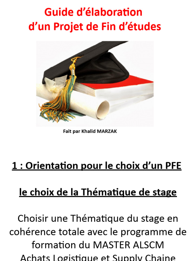 Guide D'élaboration D'un Projet de Fin D'études | PDF