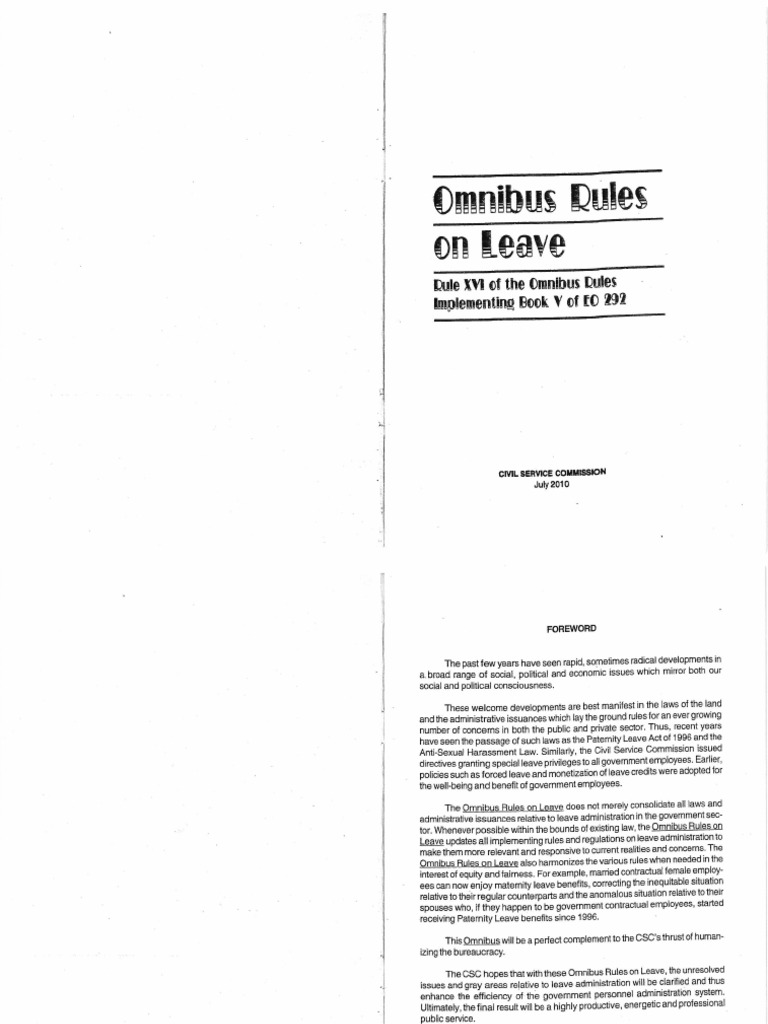 CSC_Omnibus Rules on Leaves | PDF