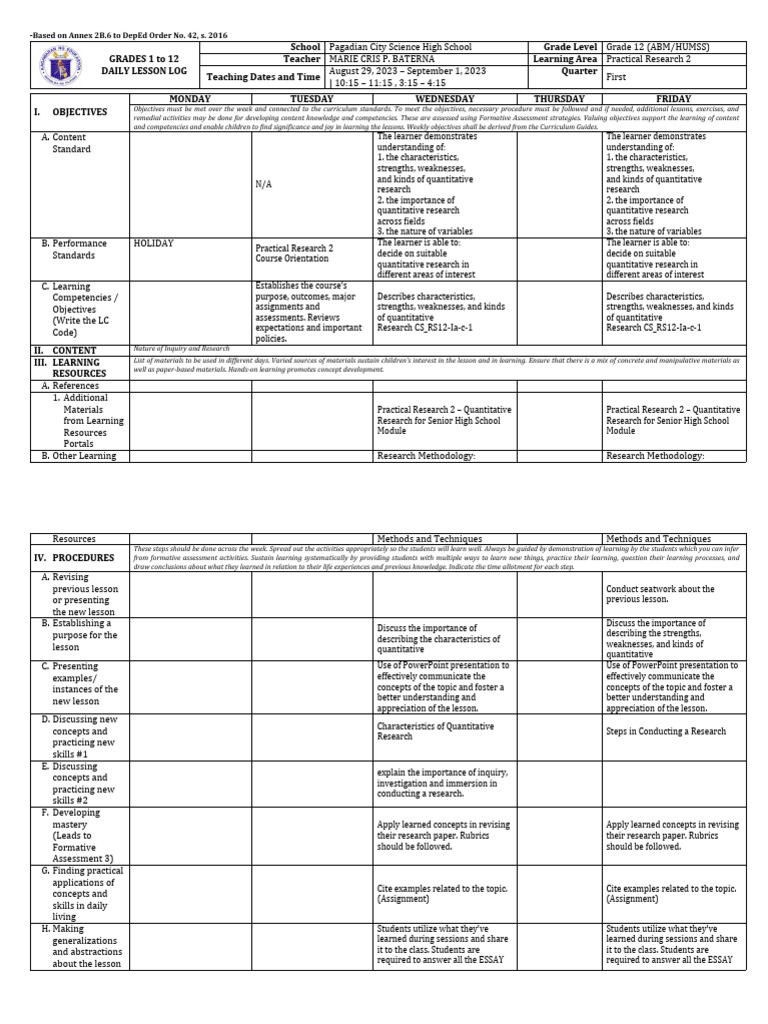 DLL Prac Res 2 Week 1 | PDF