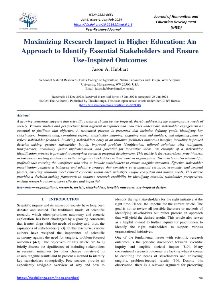 Maximizing Research Impact in Higher Education: An Approach To Identify ...