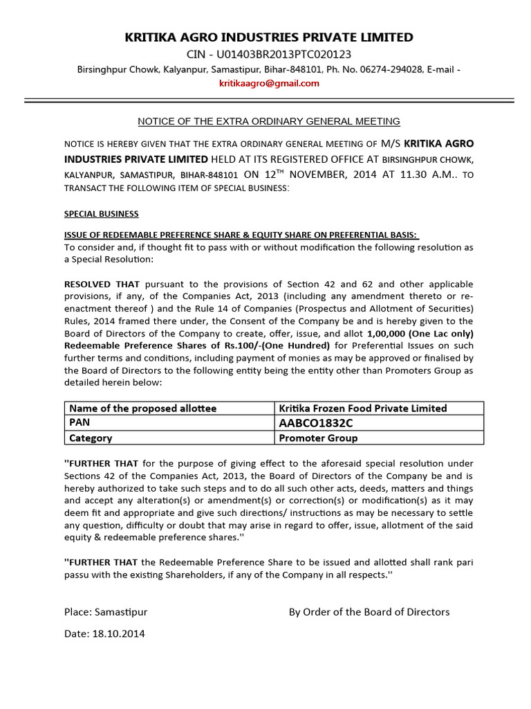 Resolution For Allotment 12112014 | PDF | Finance & Money Management | Law