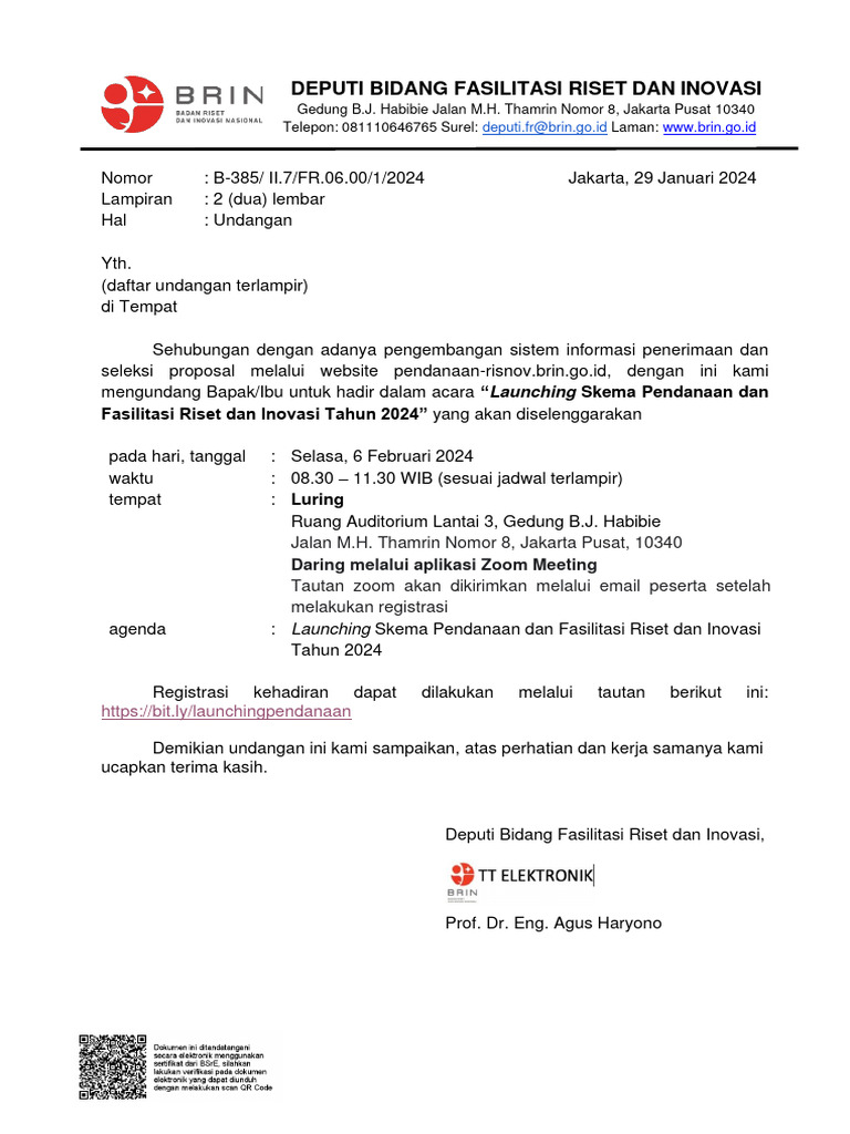 Undangan Launching Pendanaan Riset 2024 | PDF