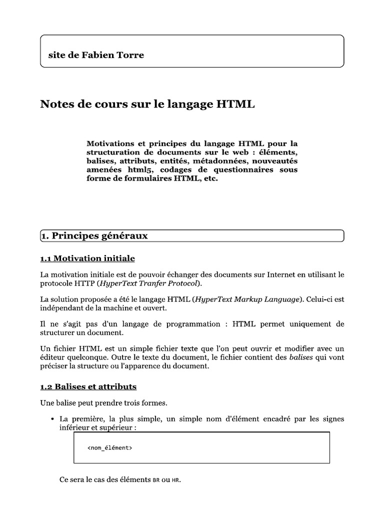 Note Cours HTML | PDF