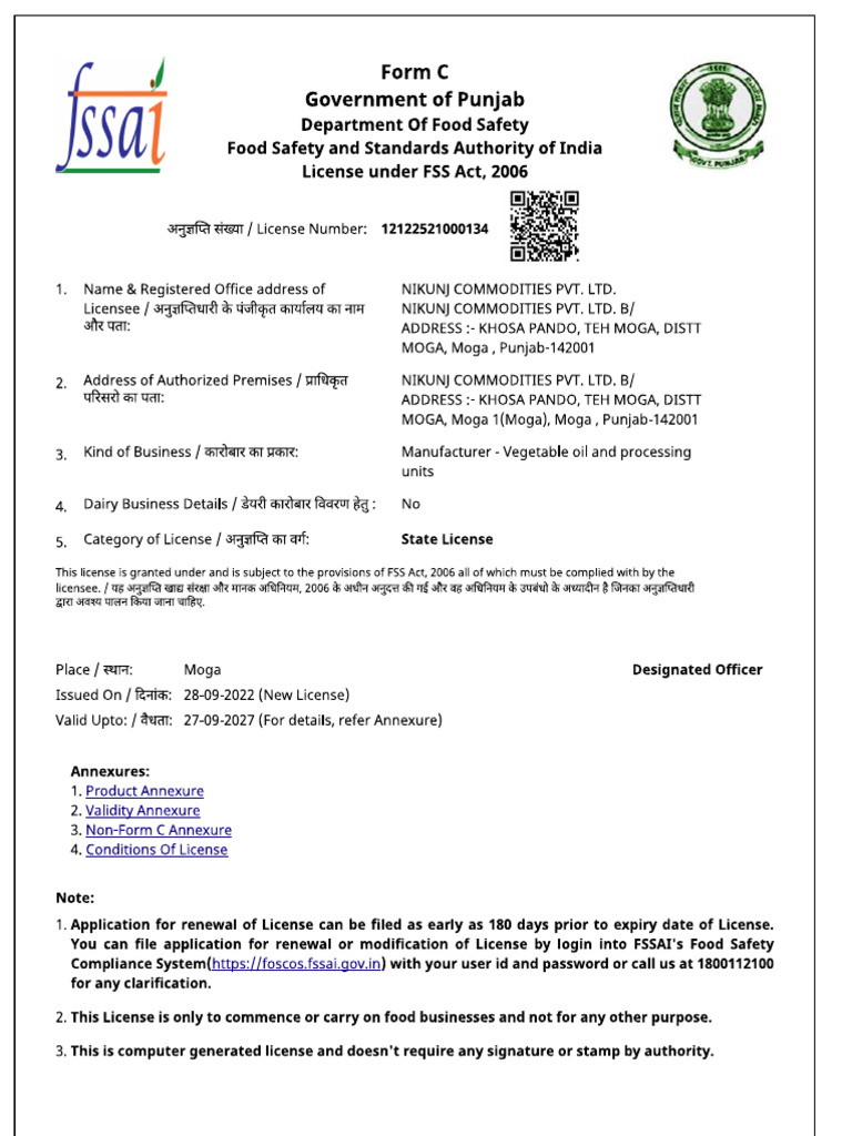 Fssai Licence | PDF