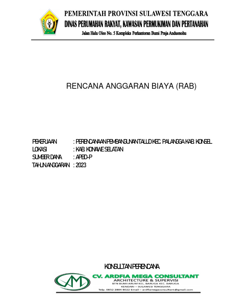 RAB Talud Palangga 2023 | PDF
