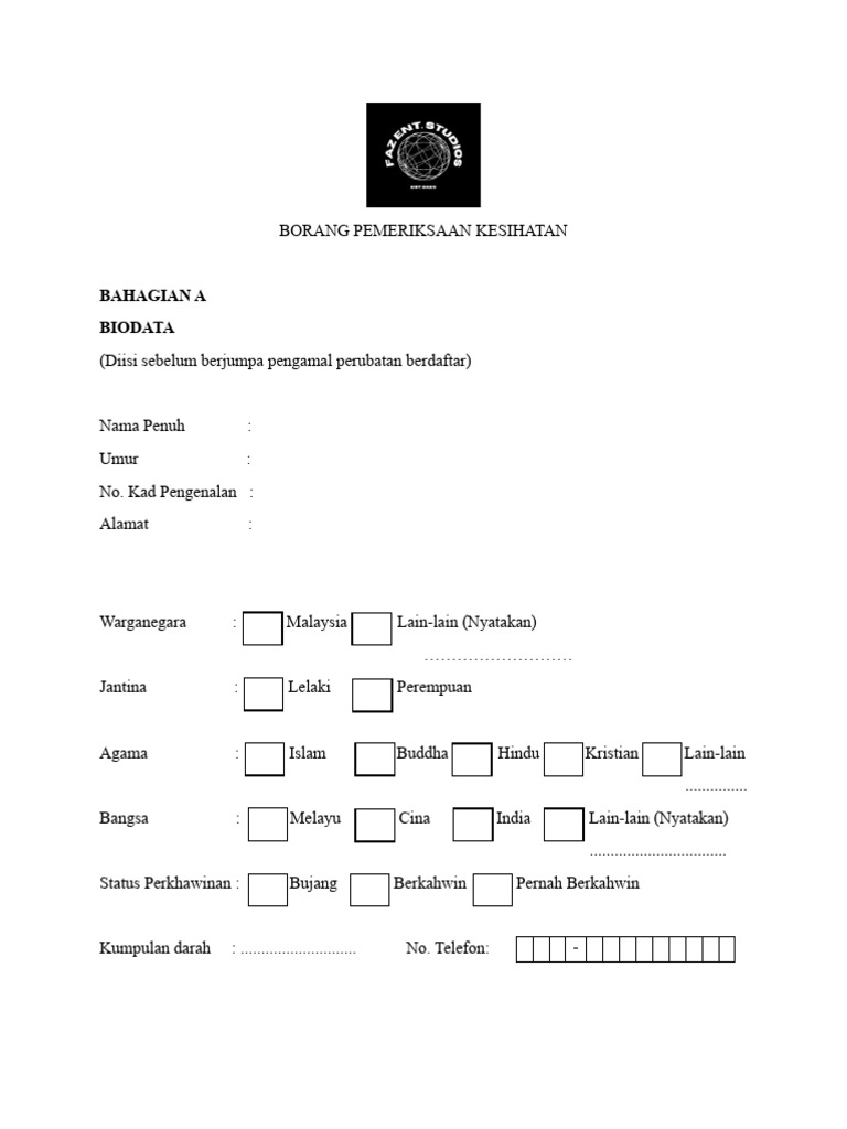 Borang Pemeriksaan Kesihatan | PDF