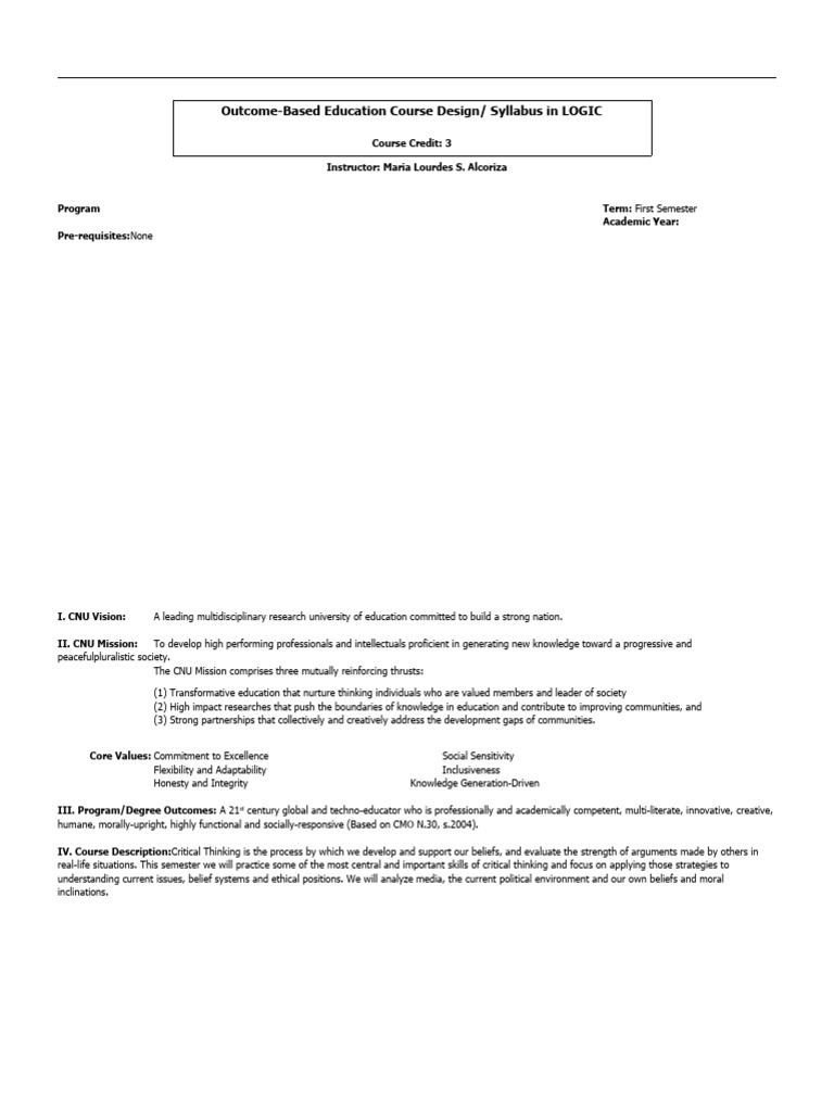 OBE Syllabus Logic | PDF | Science & Mathematics | Computers