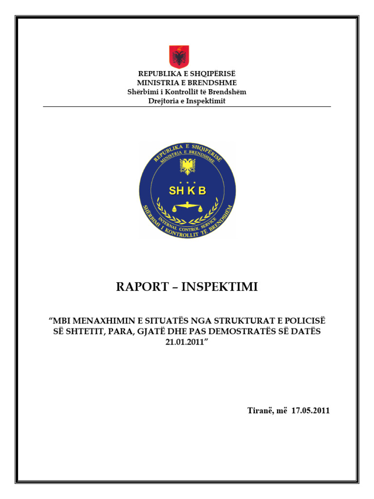 Raport Inspektimi Ngjarjet e 21 Janari | PDF