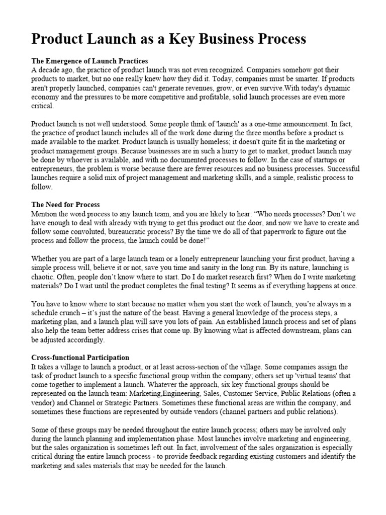 Product Launch Essentials Guide | PDF | Marketing | Market (Economics)