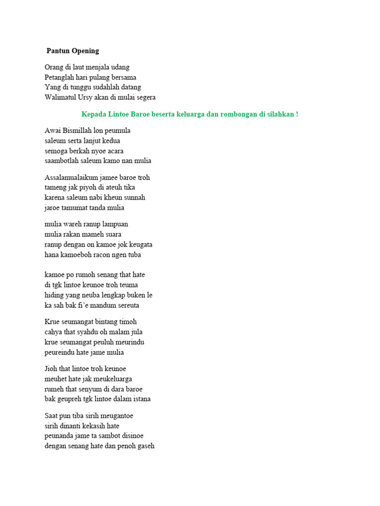 Pantun Opening | PDF | Poetry